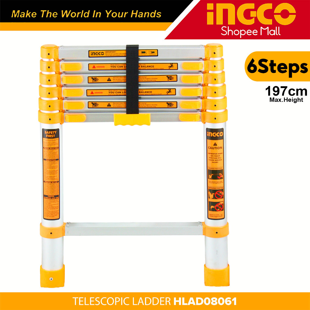 Ingco Aluminum Telescopic Ladder Lifting Straight Climbing Iht 150kg ...