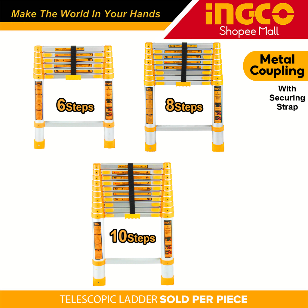 Ingco Aluminum Telescopic Ladder Lifting Straight Climbing Iht 150kg ...