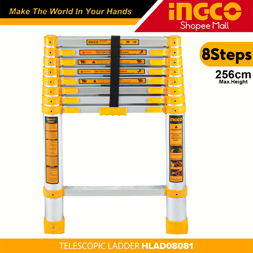 Ingco Aluminum Telescopic Ladder Lifting Straight Climbing Iht 150kg ...