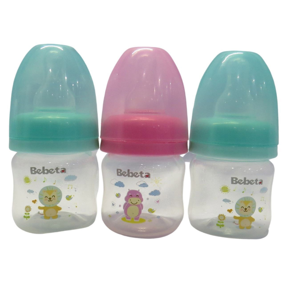 Bebeta Regular Neck Feeding Bottle Blue 2oz 3pcs 60ML | Shopee Philippines