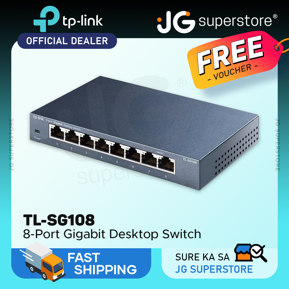 TP-Link TL-SG108 8-Port Gigabit Desktop Switch (Unmanaged) 8x 10/100/1000Mbps RJ45 Ethernet ...