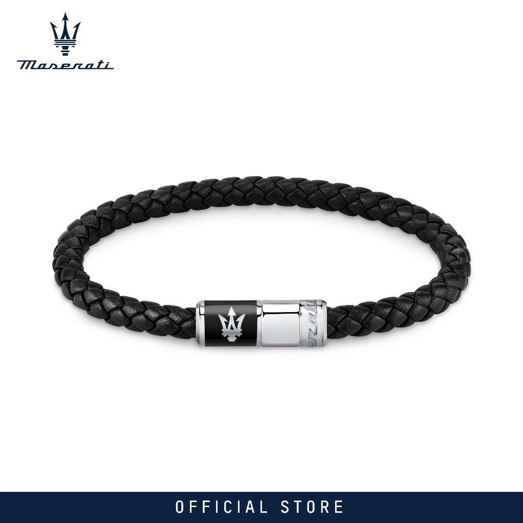 Maserati Jewels 217mm Men's Leather Bracelet, Black, JM222AVE07 ...
