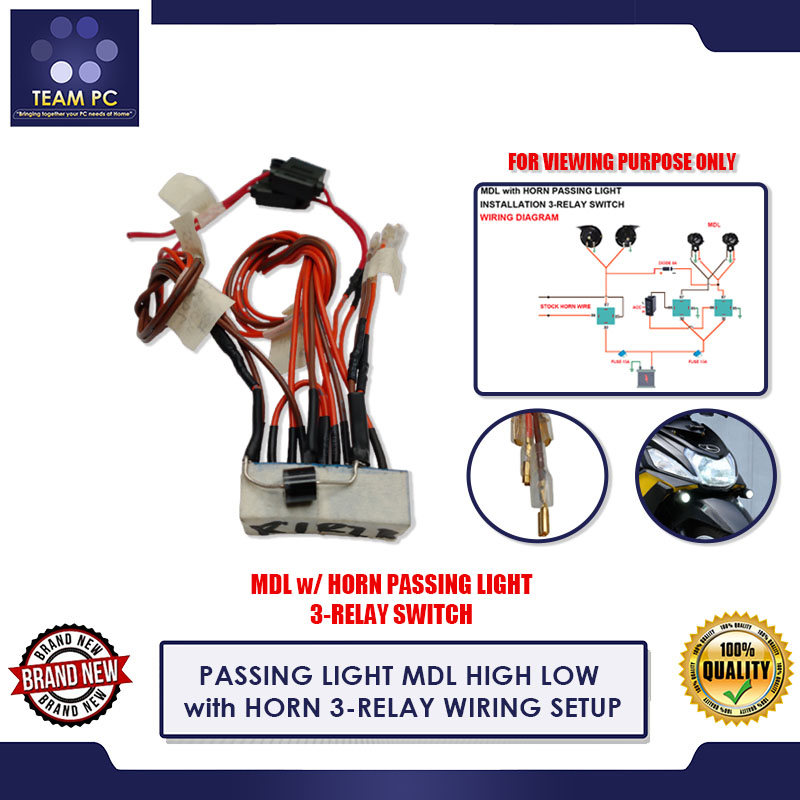 TEAM PC PASSING LIGHT MDL HIGH LOW with HORN 3-RELAY WIRING SETUP ...