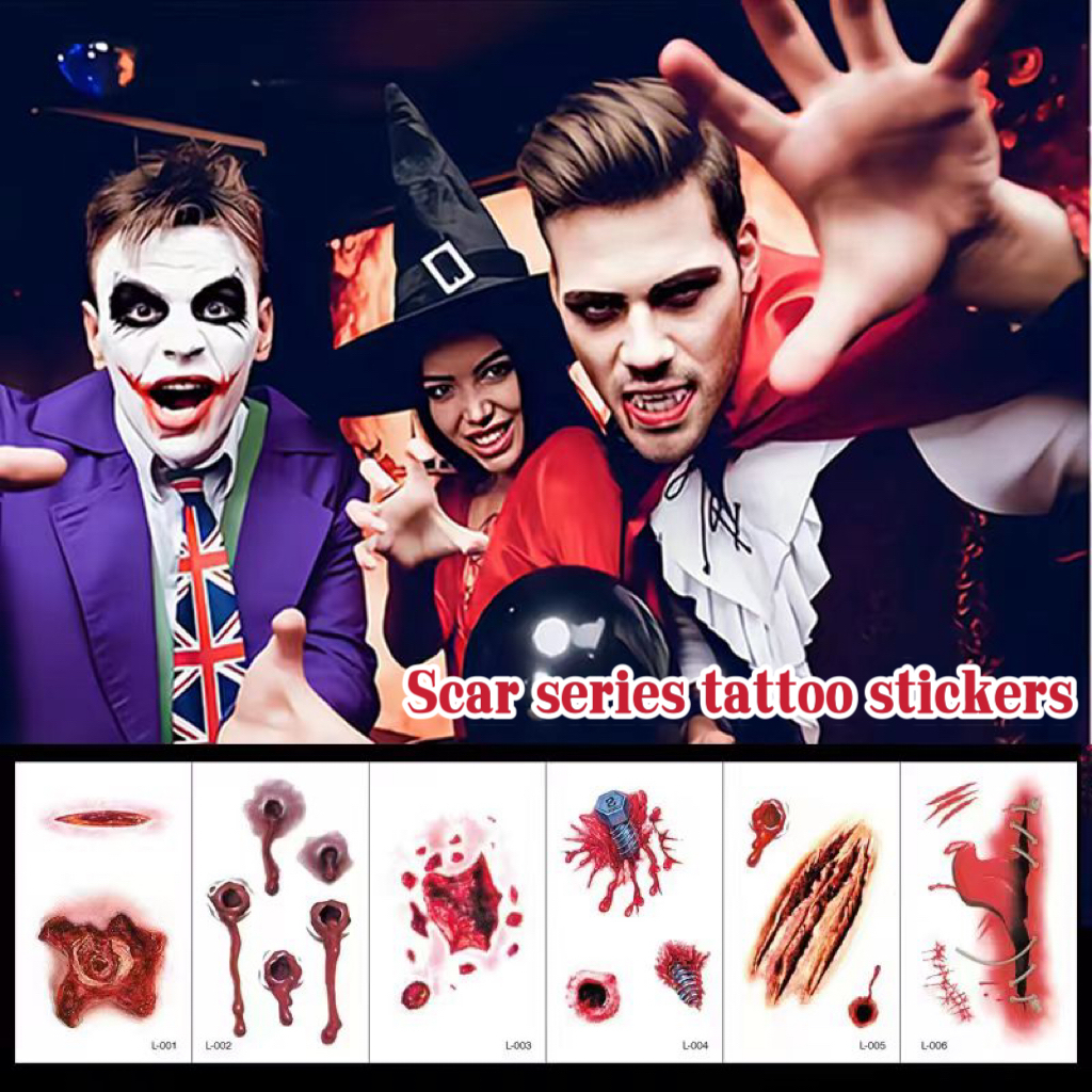 30pcs/pack Halloween Tattoo Stickers Suture Scars Stickers DIY ...