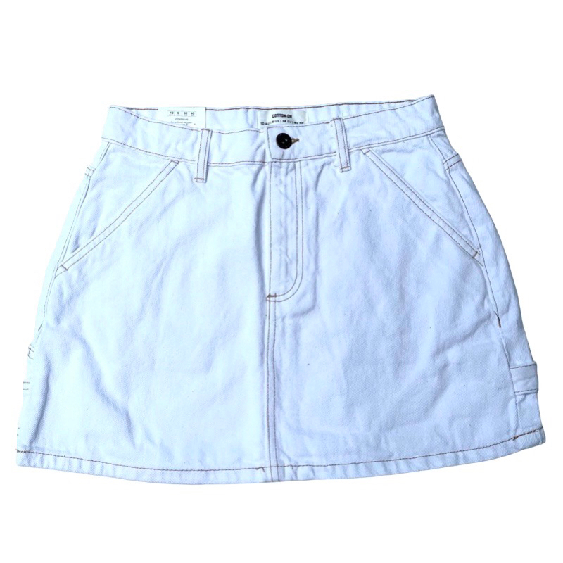 Cotton On Cargo Denim Skirt Highwaist Mini Palda Maong Skort | Shopee ...
