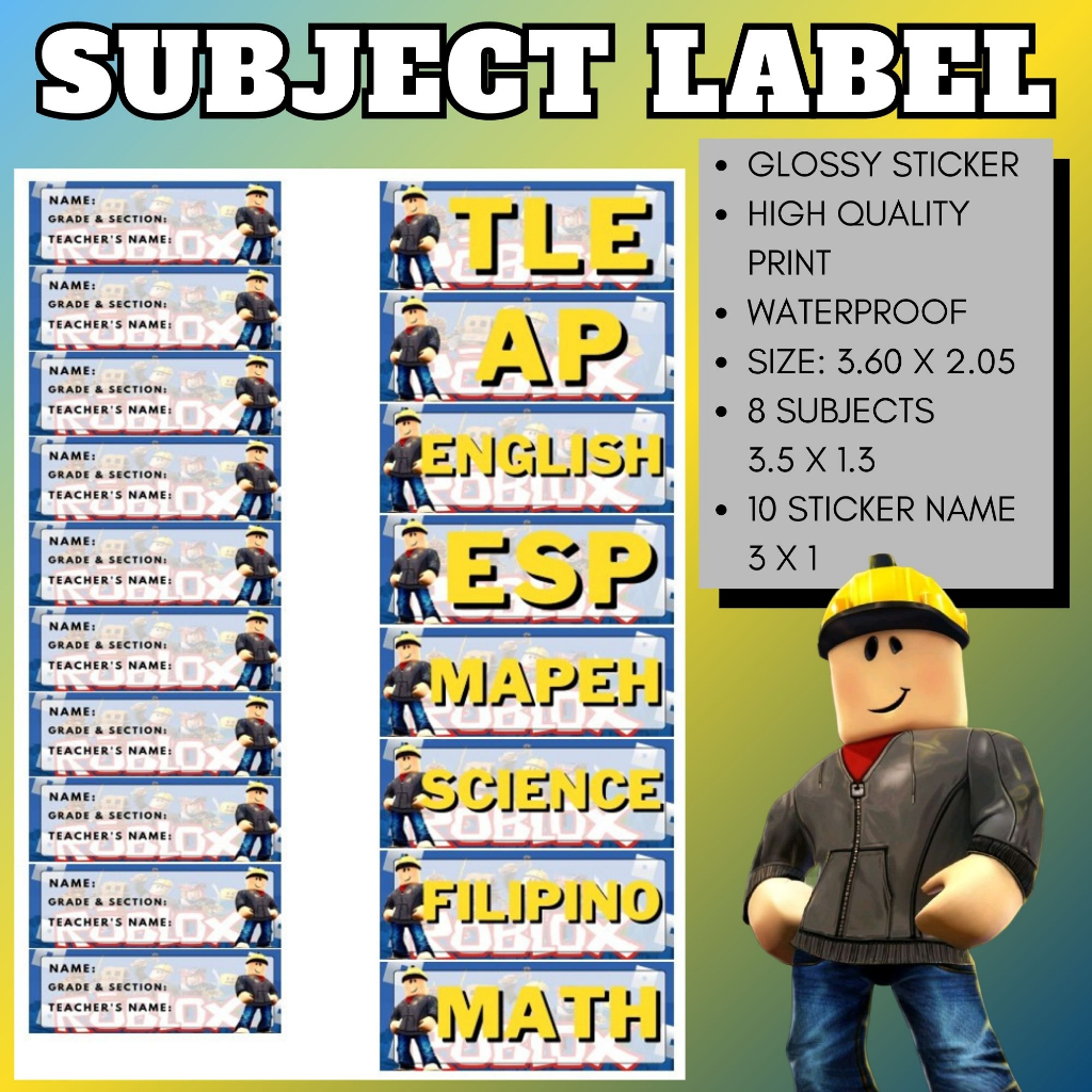 KUTKUTIN - BLUE ROBLOX THEMED SUBJECT LABEL / SUBJECT STICKER AND NAME ... KUTKUTIN - BLUE ROBLOX THEMED SUBJECT LABEL / SUBJECT STICKER AND NAME ...