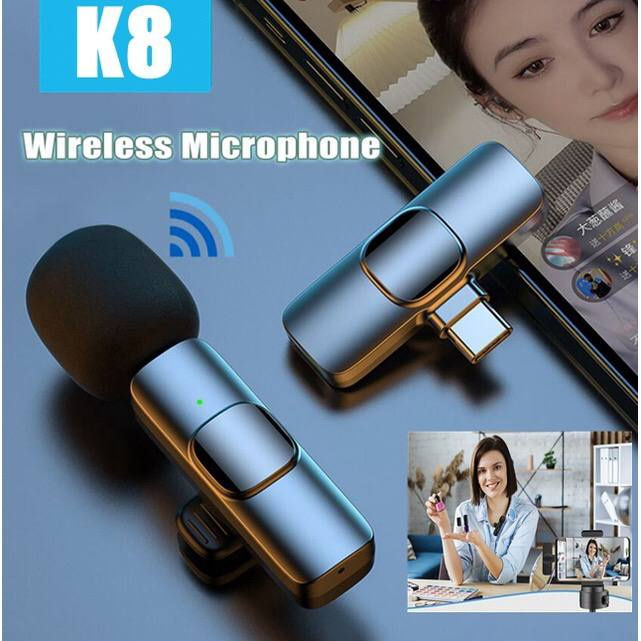100%Android IOS Microphone Studios K8 Wireless Plug and Play Type C ...