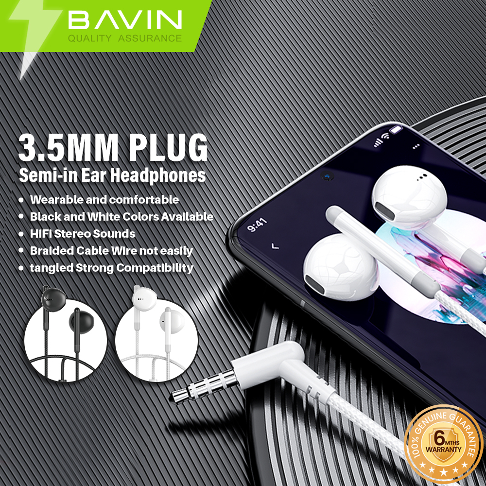 BAVIN HX866 HiFi Wired Earphone Stereo Audio Sounds Universal 3.5mm Audio Jack Built-In ...
