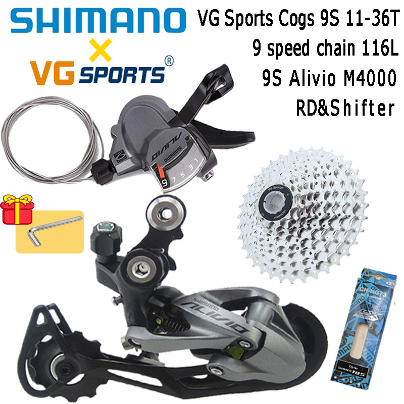 Shimano alivio m4000 rd 9 speed groupset shifter mtb bike 9 speed ...