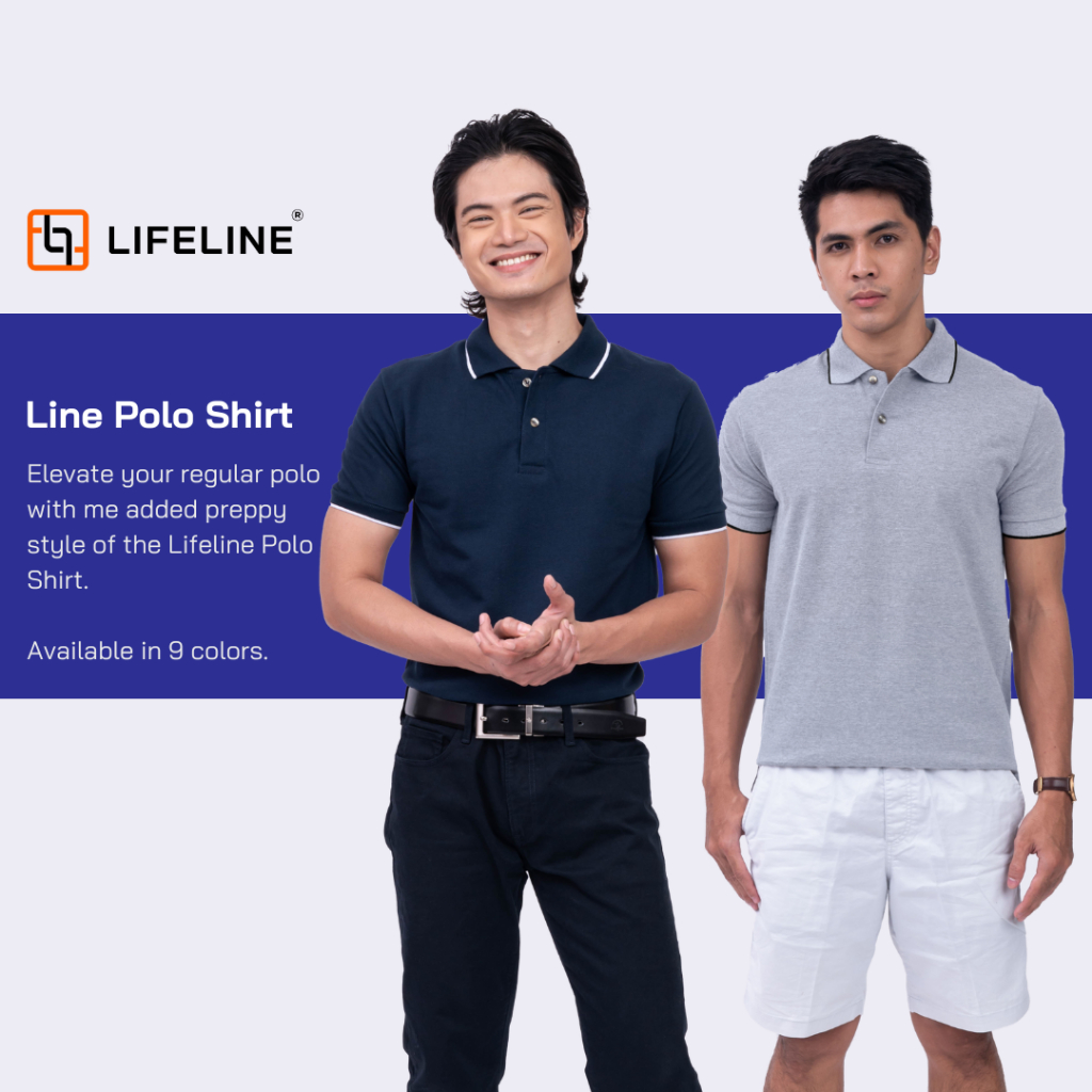 Lifeline Line Polo Shirt (Navy Blue | Heather Gray | Stone Gray | Royal ...