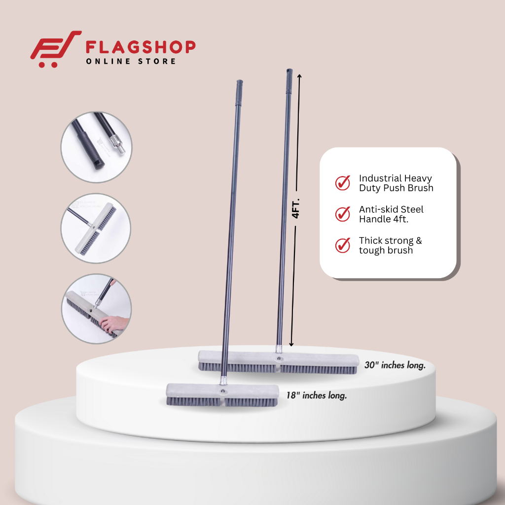 Industrial Floor Push Brush Heavy Duty Long Handle Push broom SIZE 18 ...