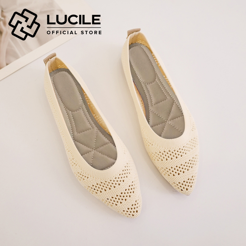 Lucile W12 Pointed Toe Mesh Ballet Flats Breathable Loafers Shoes For ...