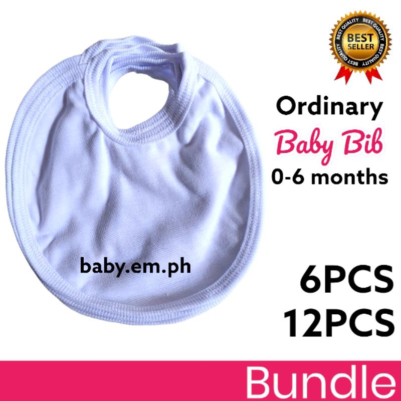 6PCS/12PCS BABY WHITE PLAIN BIB 0-6 months old/Newborn Infant Bib/Sets ...