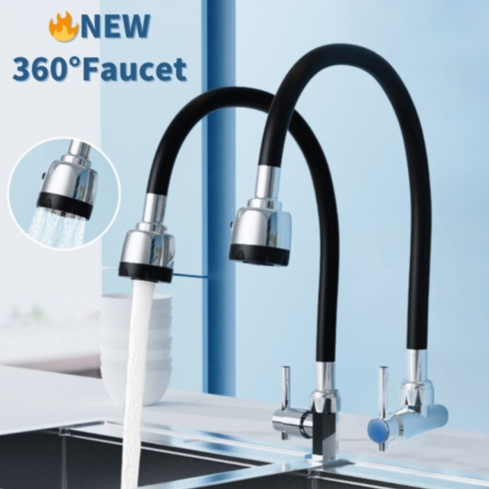 Kitchen Faucet Stainless Steel 360° Flexible with Sprayer Single Cold ...