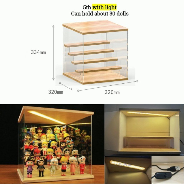 Acrylic Display Rack Riser with Lights Dustproof Detachable Action ...