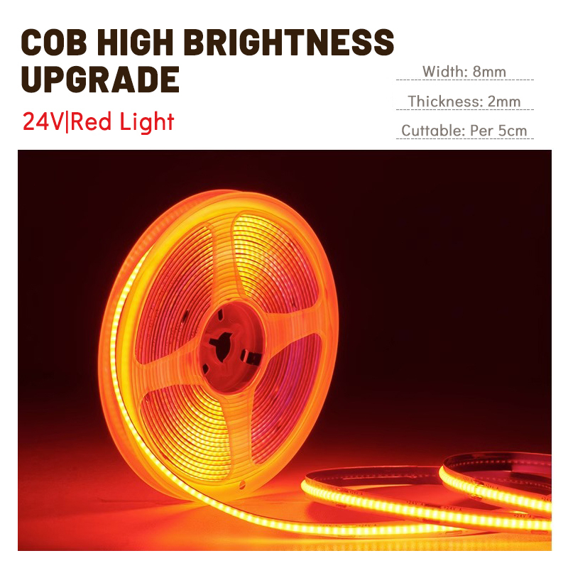 COB LED Strip DC 24V 1m/3m/5m/10m Flexible LED COB Light Strip Red/Blue ...