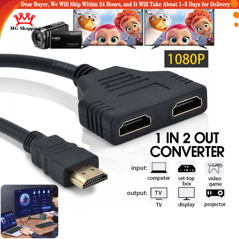 1080P HDMI Port Male to 2 Female 1 In 2 Out Hdmi Converter Cable ...