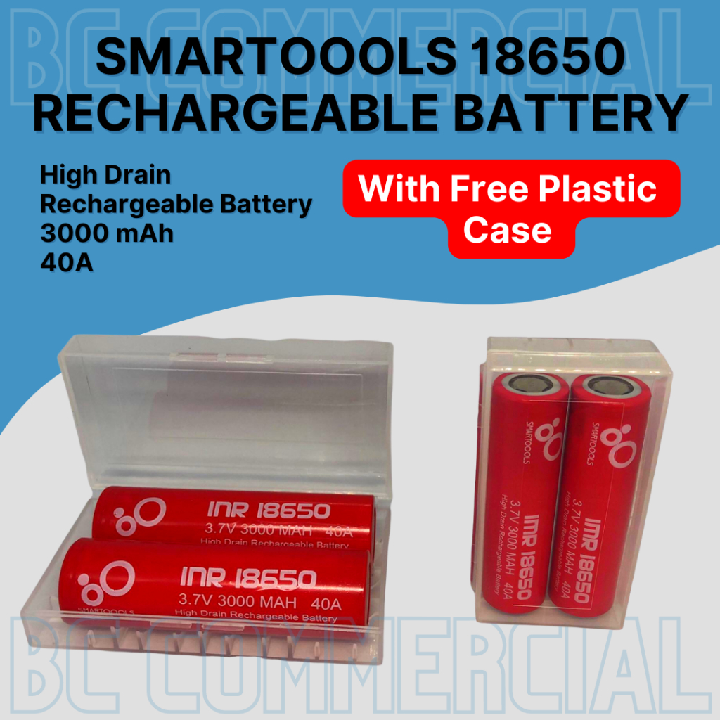 SMARTOOOLS 18650 HIGH DRAIN RECHARGEABLE BATTERY | 3.7V | 3000Mah ...