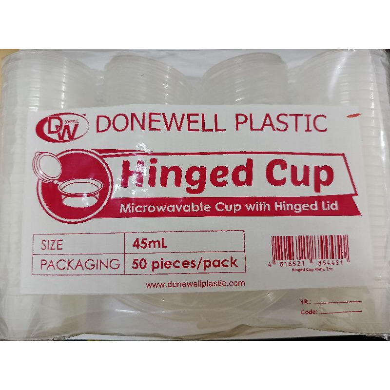 45ML Donewell-Hinged Cup, Microwavable w/ lid (50pcs) | Shopee Philippines