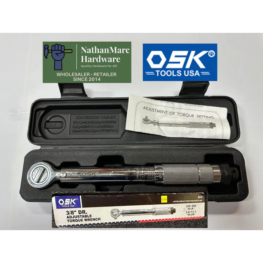 OSK® Adjustable Torque Wrench (3/8" x 960 IN. LB.) | Shopee Philippines