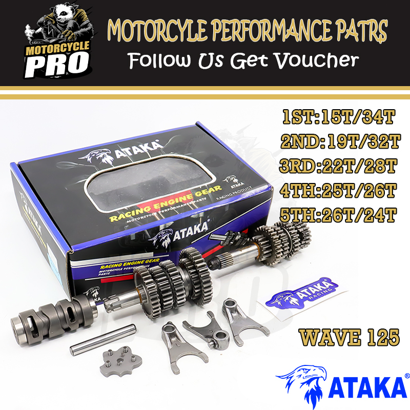 ATAKA Racing Gear Tranny Conversion Set WAVE125 XRM125 5Speed Gear ...