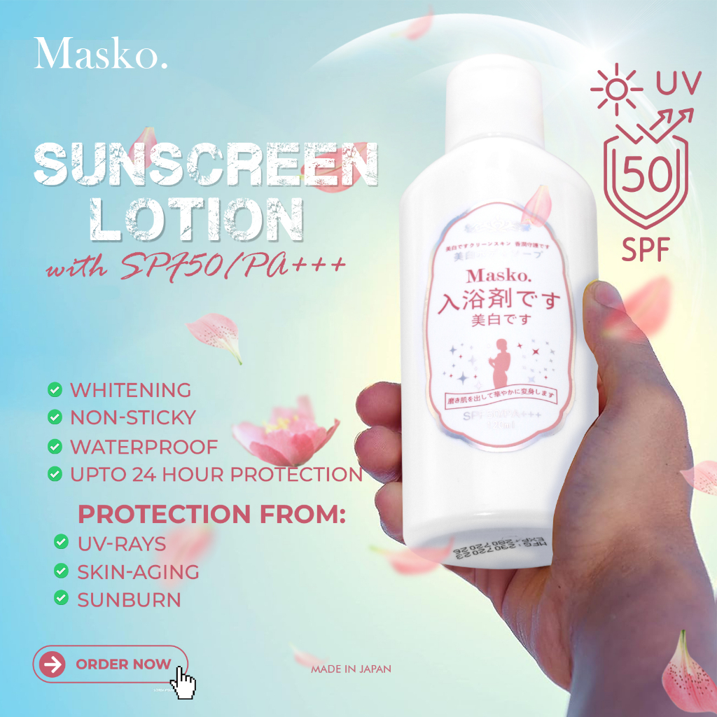 Masko Sunscreen SPF 50 Whitening Sunblock Cream Water Based Face Body ...