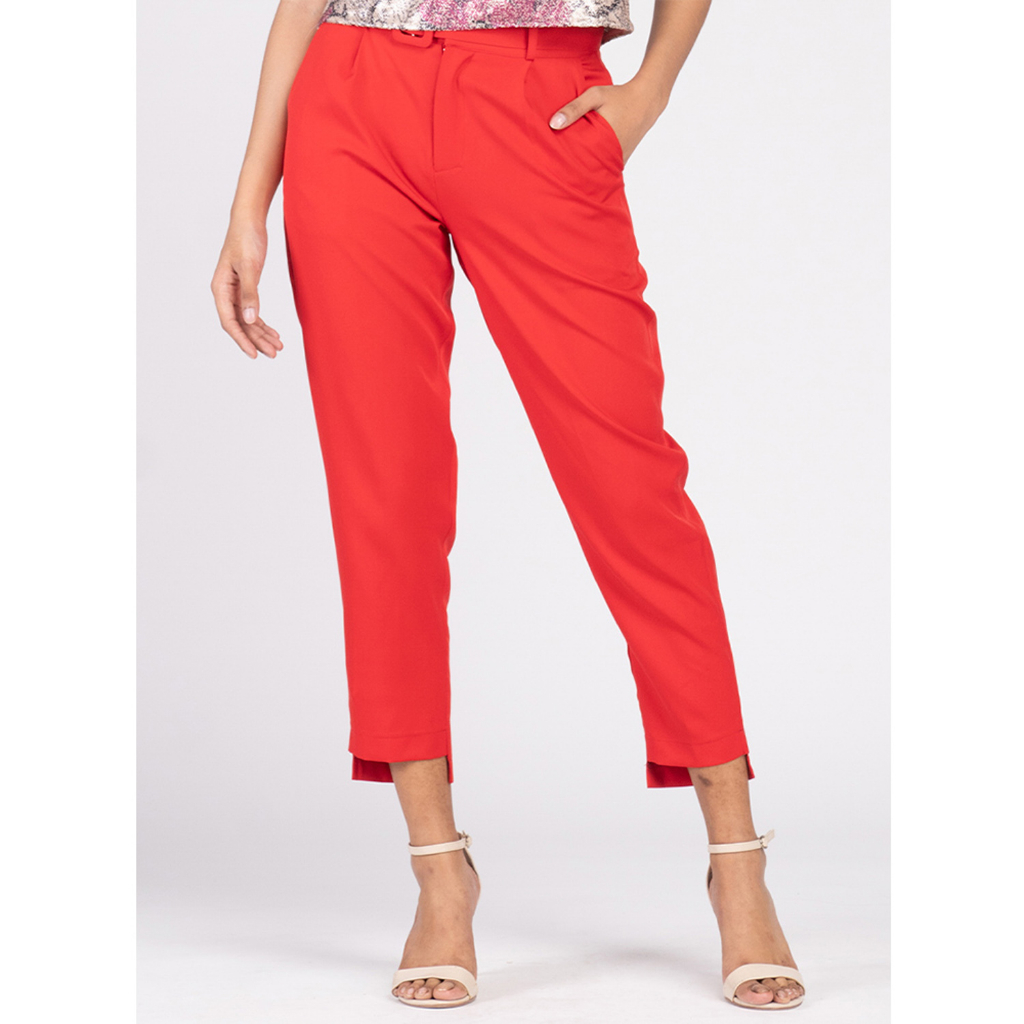 Joyful Rebirth Venetian Pants (Red) | Shopee Philippines