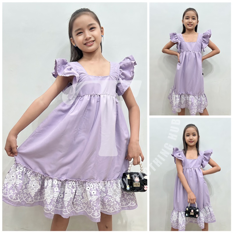 Malvina Senepa S/M/L (2-9y/o) Eyelet Butterfly Sleeves Dress | Shopee ...