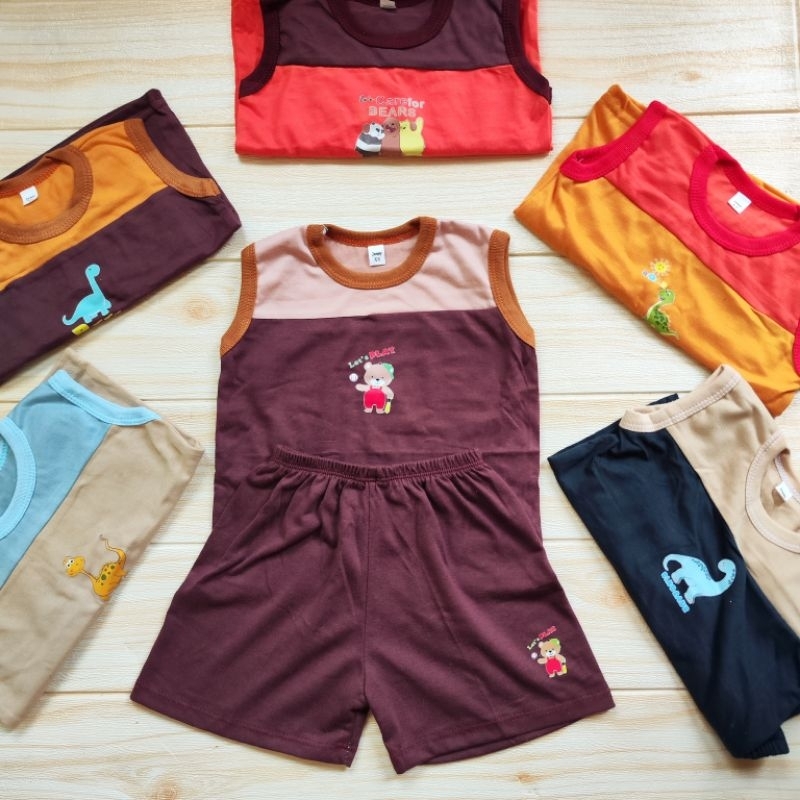 Alpha Cotton Colored Terno Muscle Sando Short for Kids 0-3 Months Old I ...