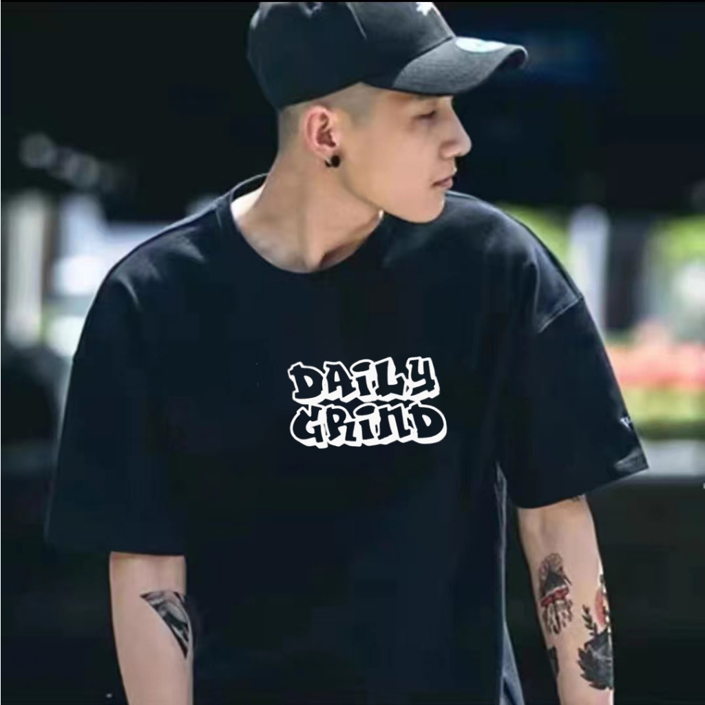 DAILY GRIND Tshirt Minimalist Design for Men Women Black Tshirt White ...