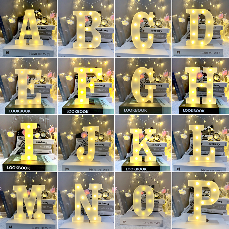 Letter LED Lights Luminous Number Lamp Battery Wedding Birthday ...