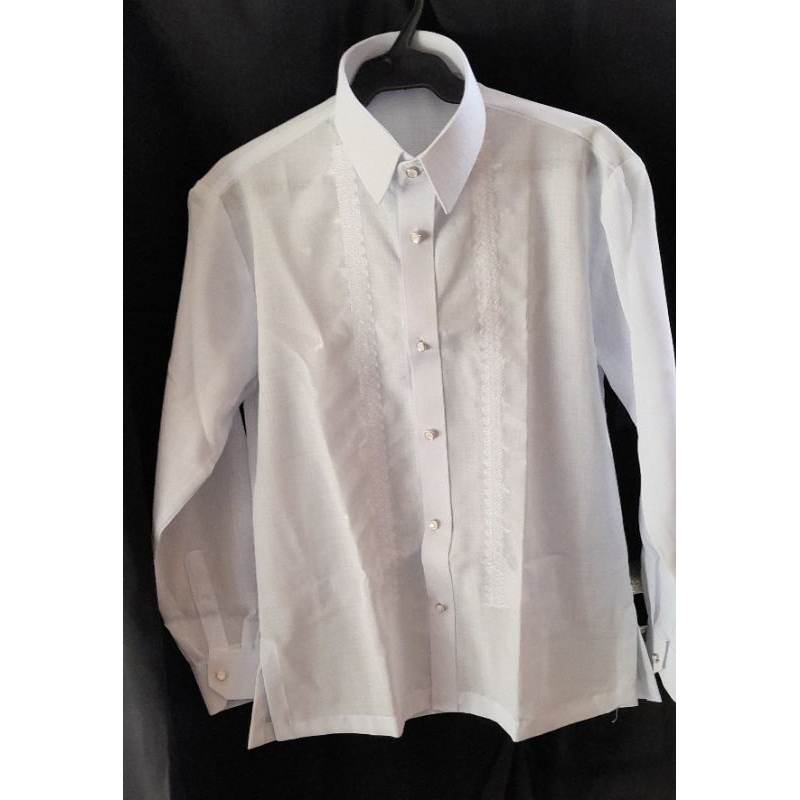 long sleeve barong japanese jusi white random computerize design ...