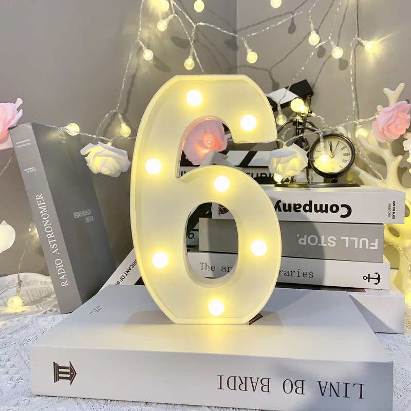 Letter LED Lights Luminous Number Lamp Battery Wedding Birthday ...
