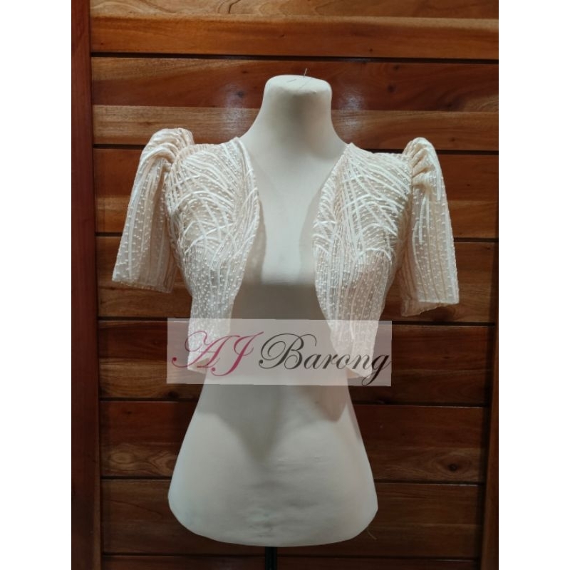 Elegant Modern Filipiniana Bolero full lace beige | Shopee Philippines
