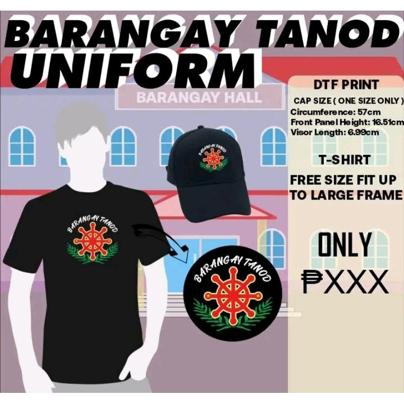 AFFORDABLE BARANGAY TANOD CAP And BLACK T-SHIRT-Adjustable - DTF Print ...