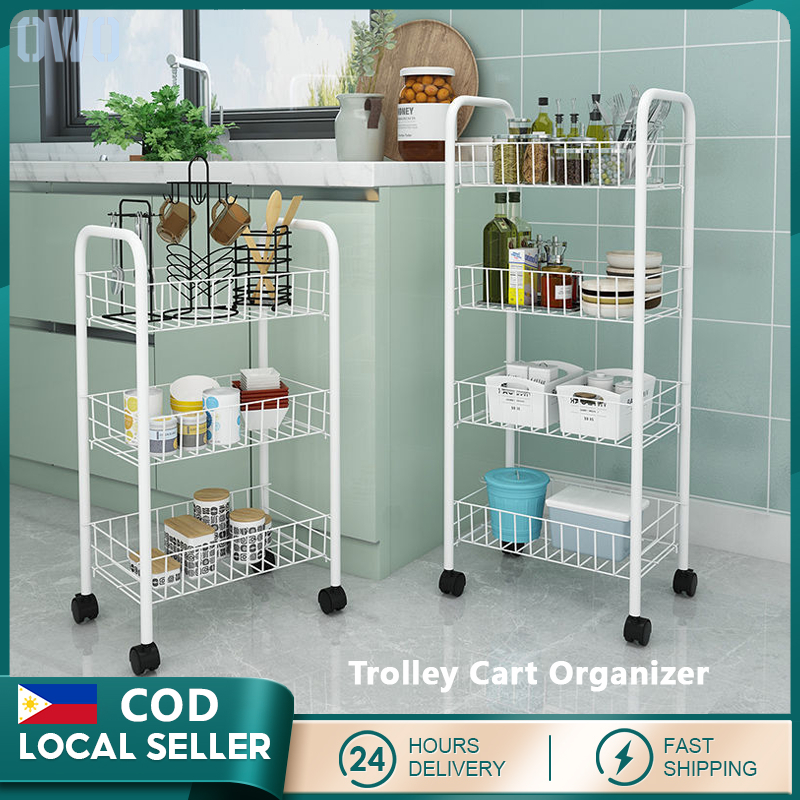 3 Layer Trolley Cart Organizer Kitchen Storage Shelf Wall Cabinet ...