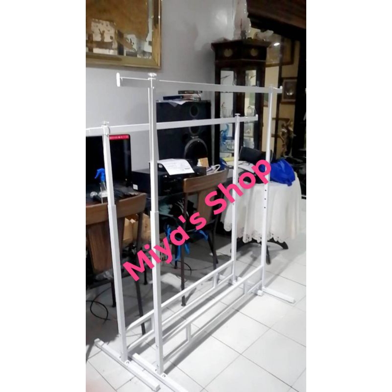 Heavy duty sampayan WHITE w/ hookbars adjustable rack bakal | Shopee ...