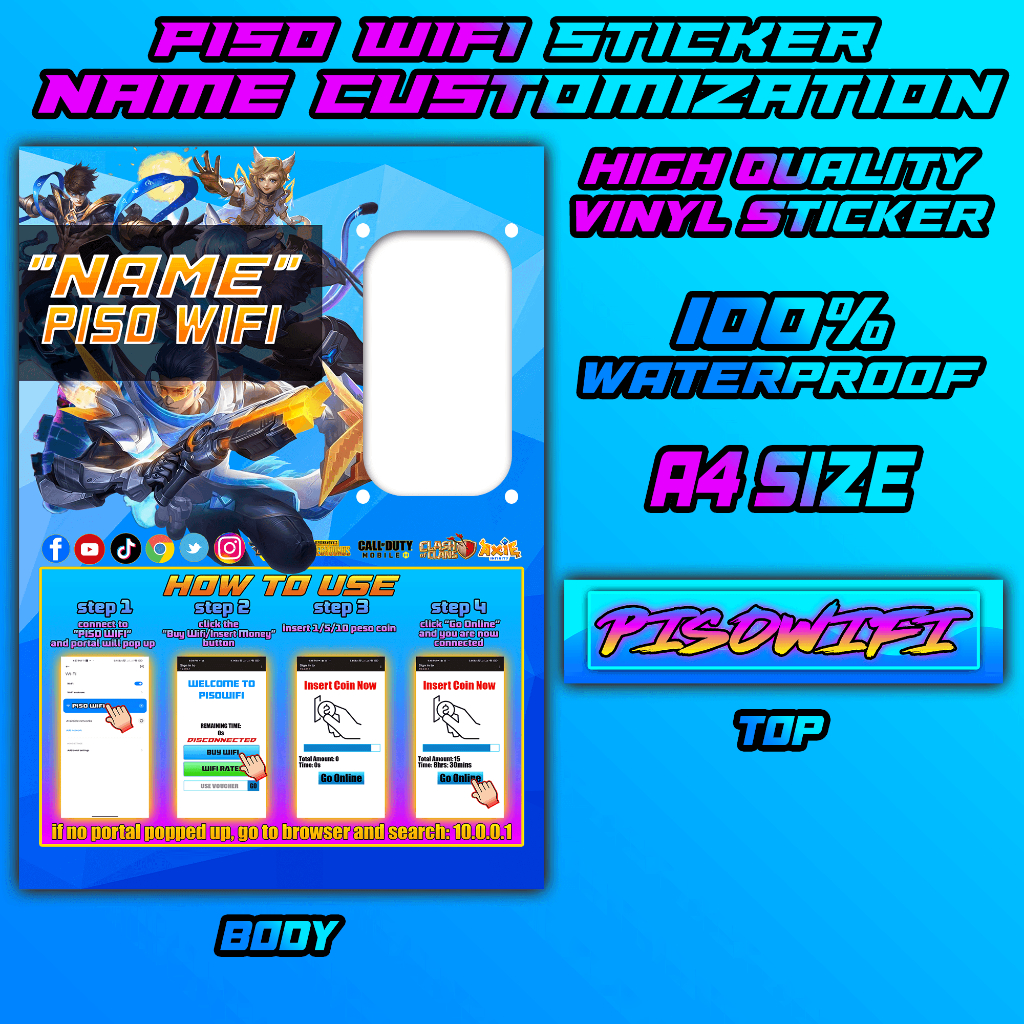 PISOWIFI FREE NAME CUSTOMIZATION WIFI STICKERS FOR ALL PORTALS (READ ...