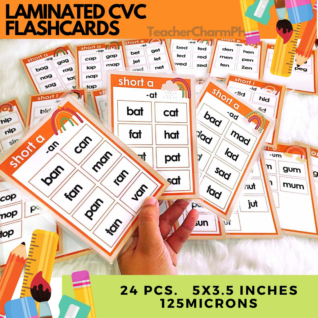 CVC Laminated Educational Flashcards 24pcs. | Shopee Philippines