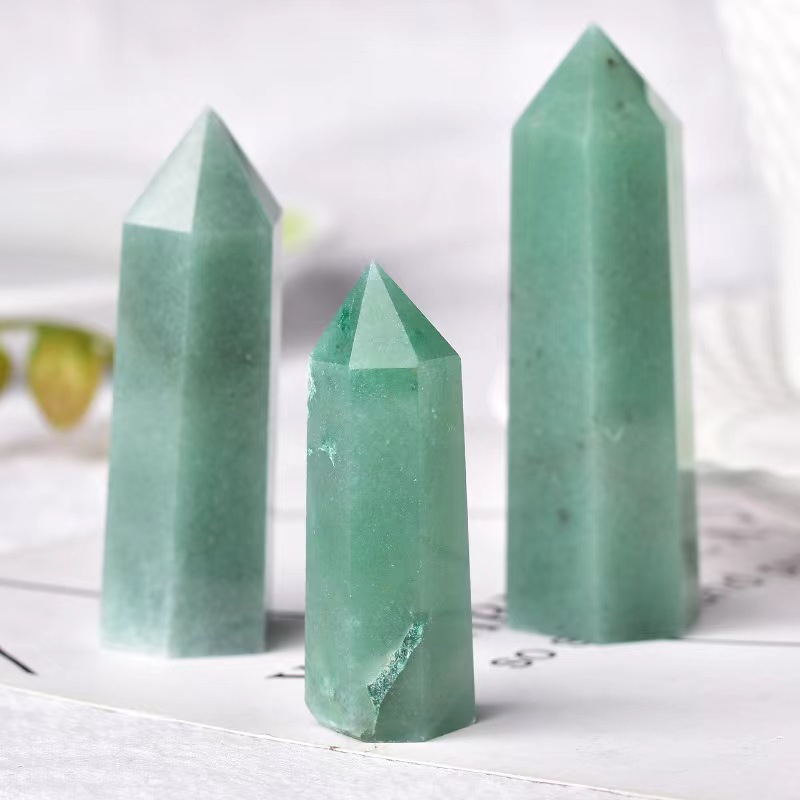 Natural crystal Aventurine tower point green color stone good luck ...