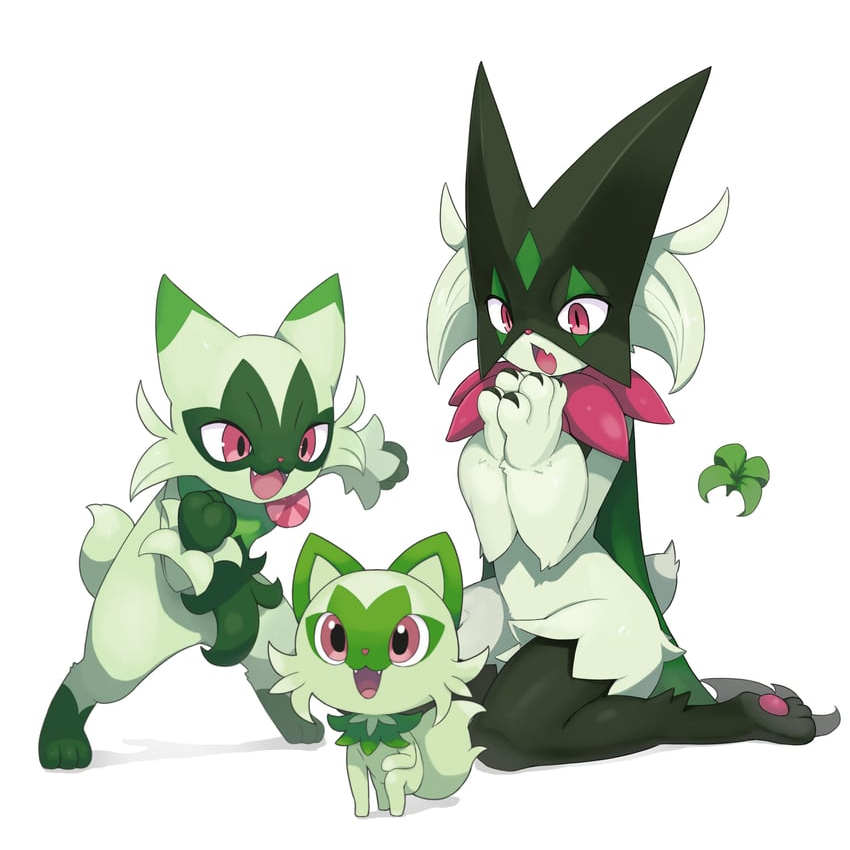 Gen 9: Sprigatito , Floragato & Meowscarada (Grass Cat) STARTER Pokemon ...