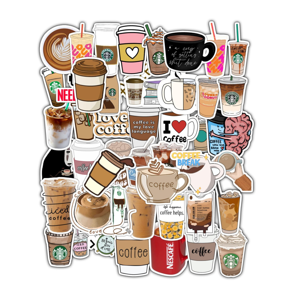 HSTKR016 50PCS HIGH QUALITY AESTHETIC COFFEE STICKER | Shopee Philippines