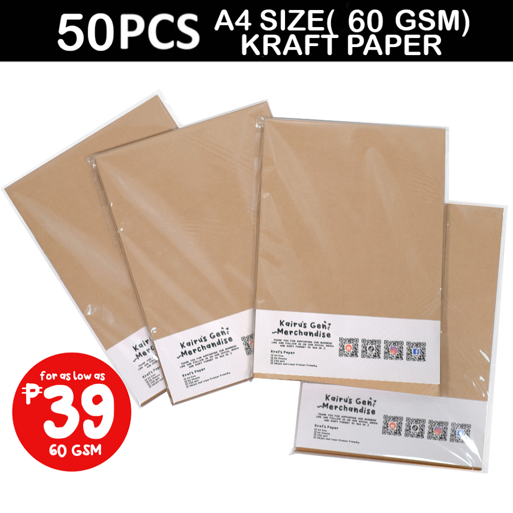 A4 60 GSM 50 pcs CHEAPEST KRAFT PAPER HIGH-QUALITY PAPER | Shopee ...