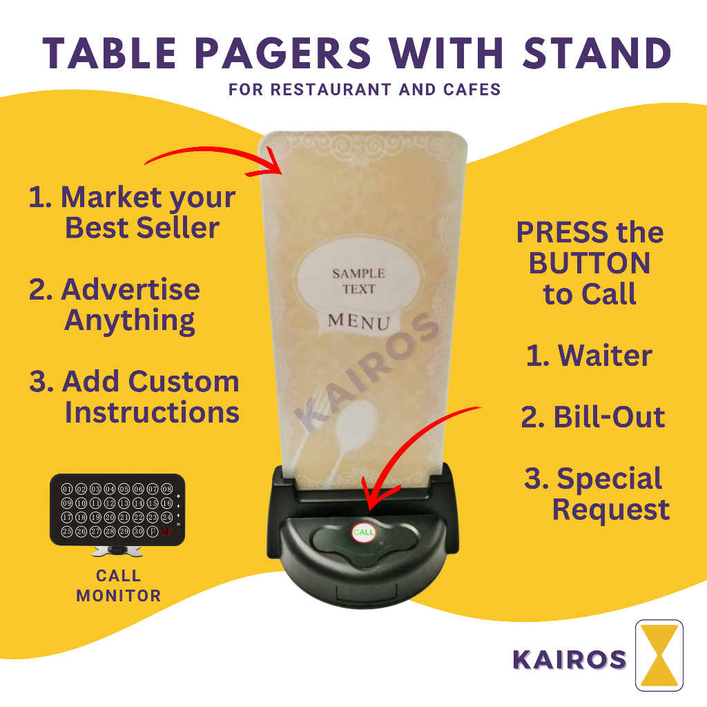 Table call button with Menu/Marketing Stand, Restaurant Pager with ...