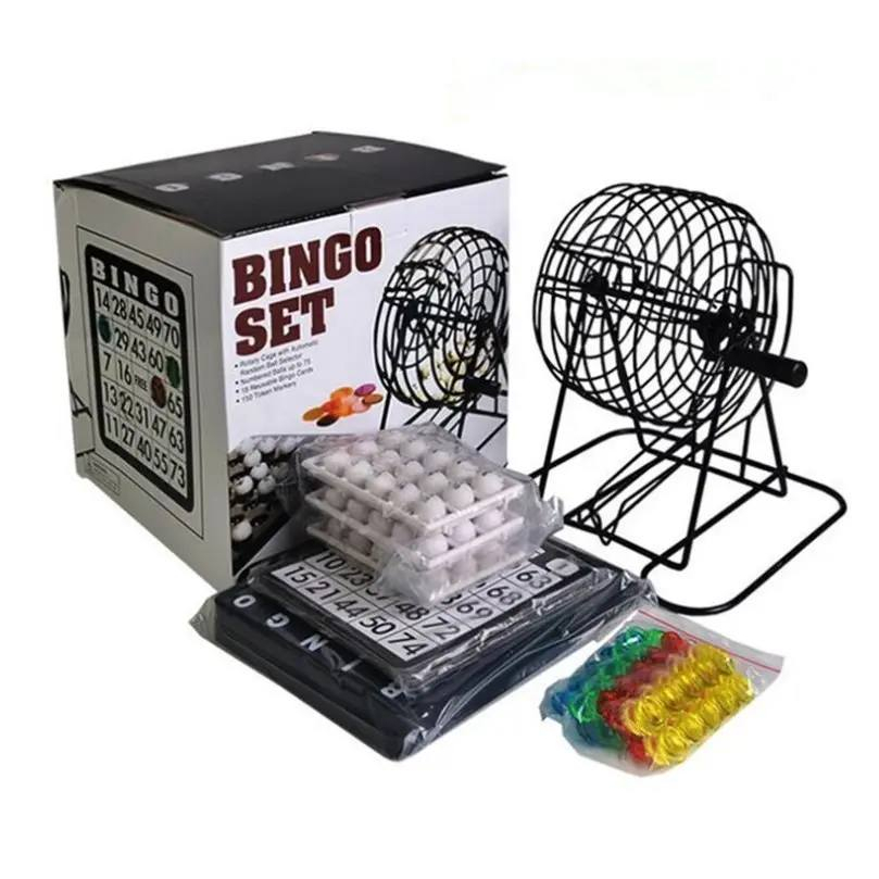 Bingo Game Set - 8-Inch Metal Cage with Plastic Masterboard, 75 Multi ...