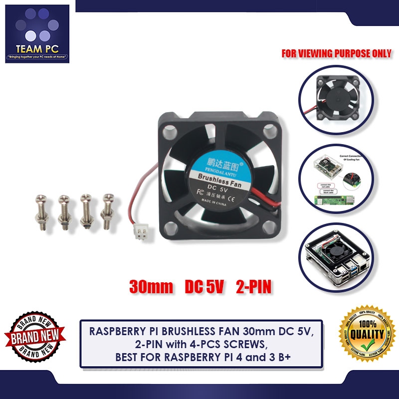 RASPBERRY PI BRUSHLESS FAN 30mm DC 5V, 2-PIN with 4-PCS SCREWS, BEST ...