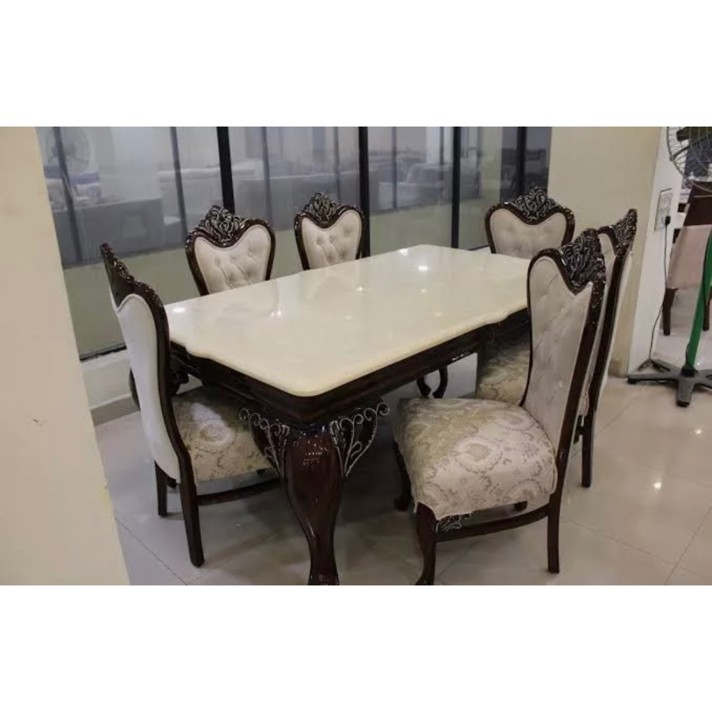 Rectangular Marble Top Dining Table, 6 Seater | Shopee Philippines