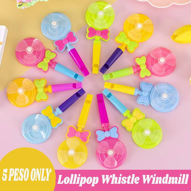 Lollipop Whistle Windmill Toys for Kids Mini Fan Whistle Sound Blowing ...