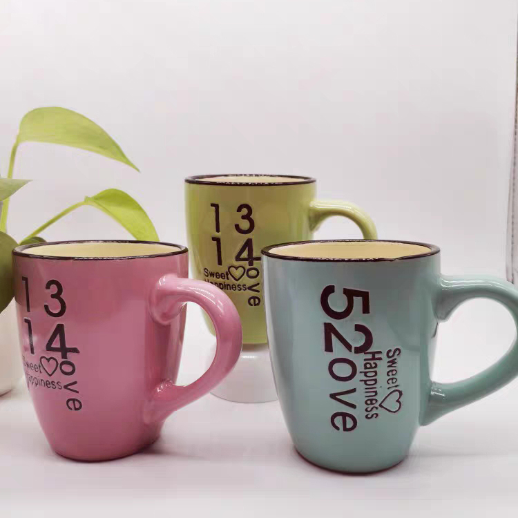Ceramic Mark Cup Coffee Milk Cup Breakfast Cup Couple Cup Random Color ...