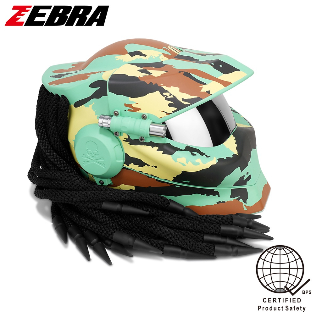 ZEBRA Motorcycle Helmets Open Face YM-211 PREDATOR Modular Motor Helmet ...